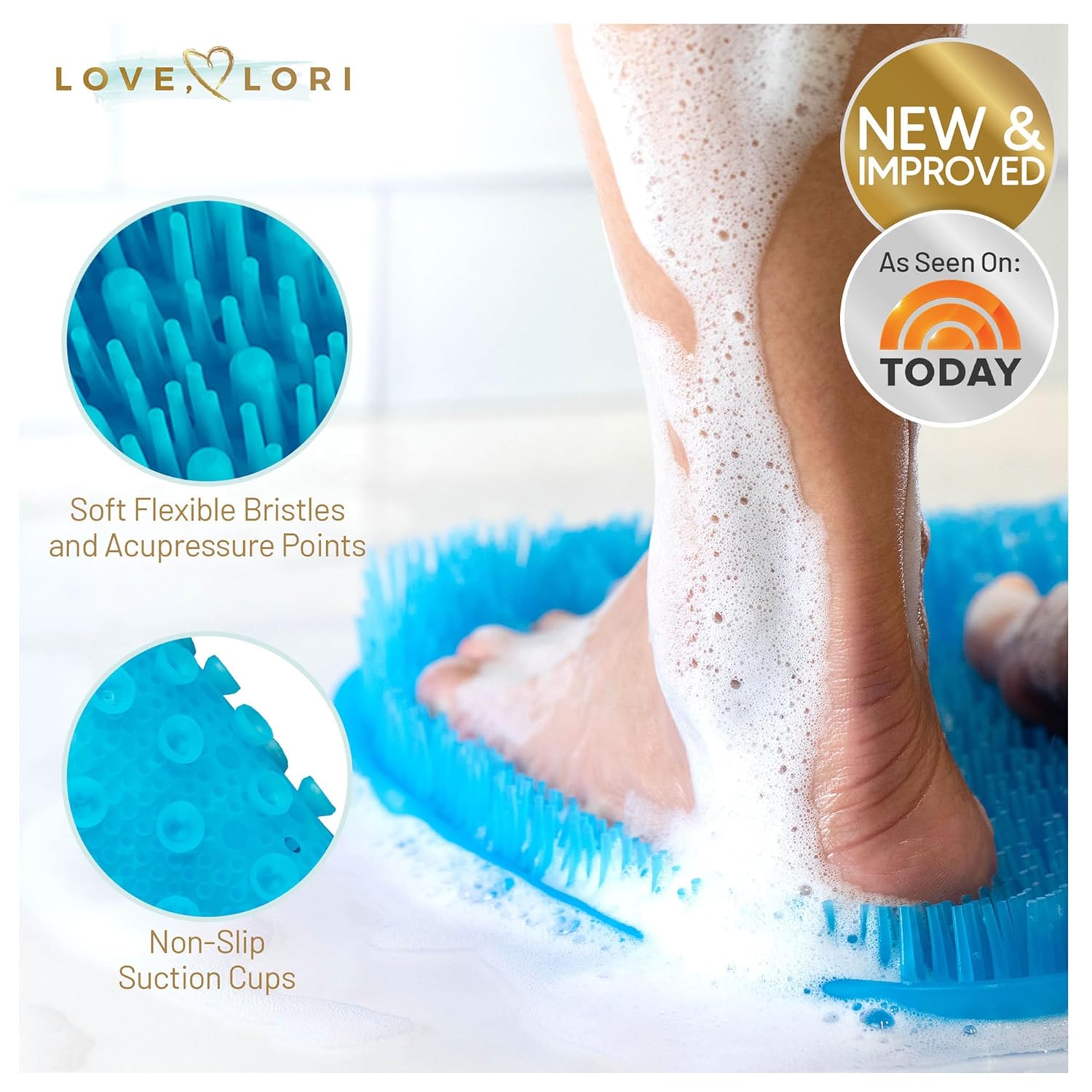 Love, Lori Foot, Back Scrubber for Shower – Premium Silicone Shower Fo